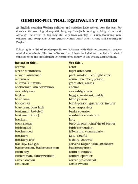 Gender Neutral Terms Plural Grammatical Number