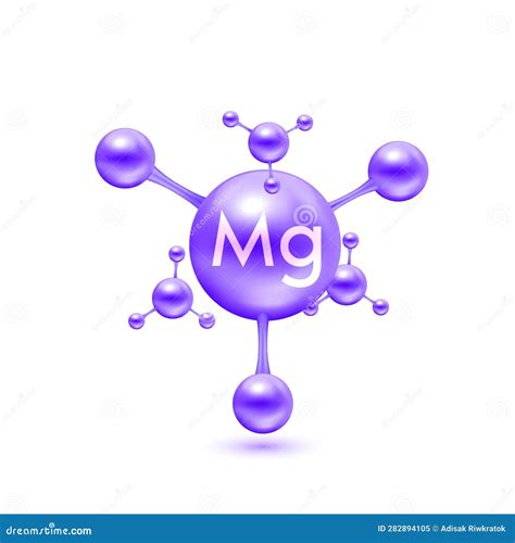 Magnesium Minerals In The Form Of Atoms Molecules Purple Glossy Icon 3d Isolated On White