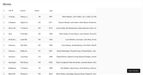 react data table forked codesandbox