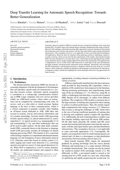 pdf deep transfer learning for automatic speech recognition towards