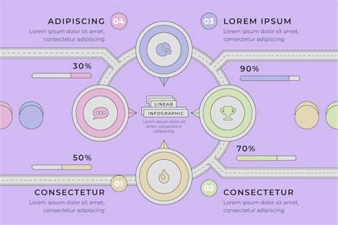 선형 평면 로드맵 Infographic 템플릿 무료 벡터
