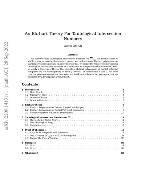 Pdf An Ehrhart Theory For Tautological Intersection Numbers