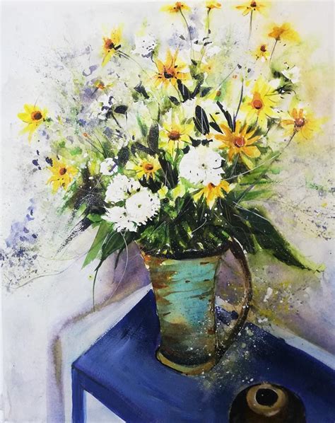 Gelbe Margeriten Strauß Vase Margerite Weiß Von Malmuse Kunstnet