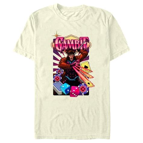 Mens Marvel X Men 97 Gambit Card Poster T Shirt Beige Medium Target