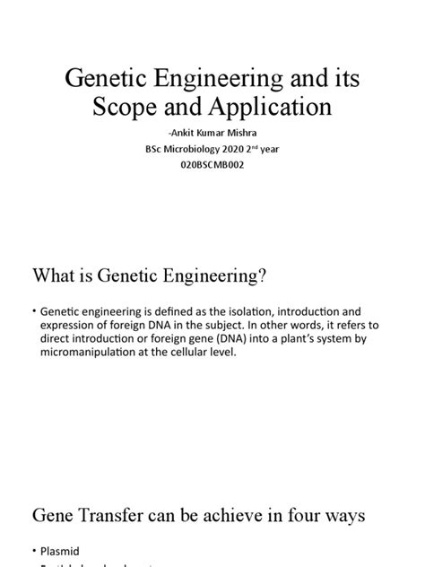 Scope And Application Of Genetic Engineering Rs Maam Hw Pdf Genetic Engineering Dna