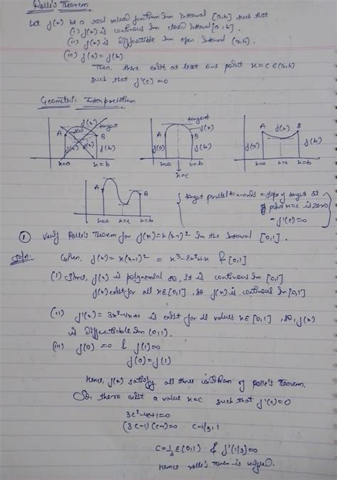 Rolles And Lagrange Mean Value Theorem Matheamtics Ttan A