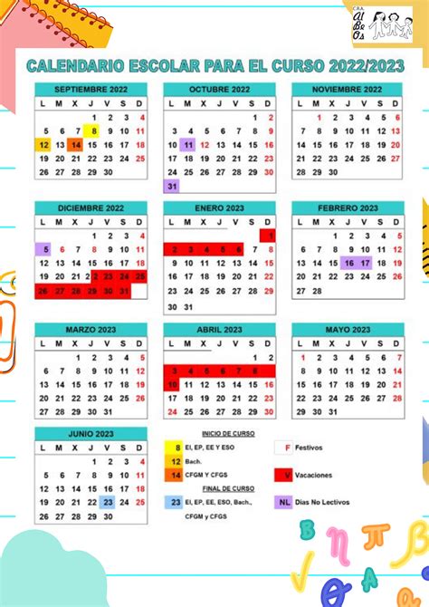 Calendario Escolar 202223 Cra Albeos