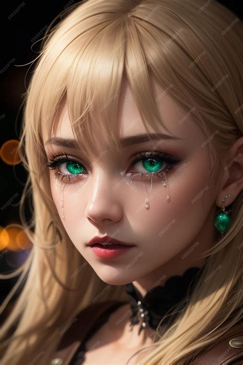 Premium Ai Image A Girl With Green Eyes Crying With Tears Falling