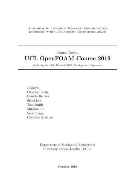 Openfoam Course Notes Release V10 Pdf Fluid Dynamics 64 Bit Computing