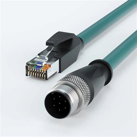 M12 A Coded 8 Pin Male To Rj45 Gige Vision Cat5e High Flex Ethernet Cable For Machine Vision