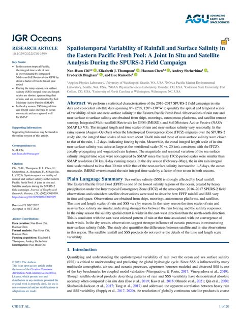 Pdf Spatiotemporal Variability Of Rainfall And Surface Salinity In The Eastern Pacific Fresh