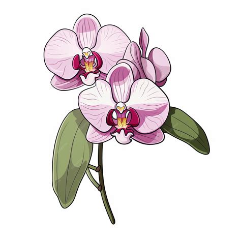 Simple Cartoon Orchid Illustration On White Background Premium Ai
