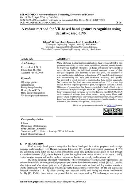 A Robust Method For Vr Based Hand Gesture Recognition Using Density