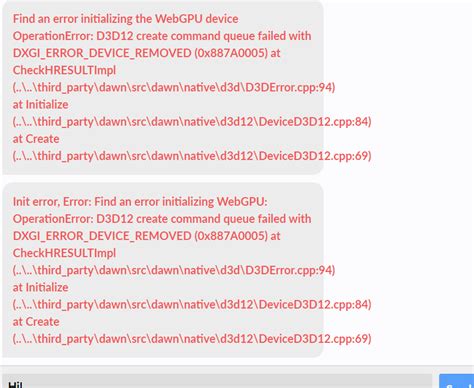 [bug] find an error initializing the webgpu device operationerror d3d12 · issue 22 · mlc ai