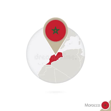 Morocco Map And Flag In Circle Map Of Morocco Morocco Flag Pin Stock