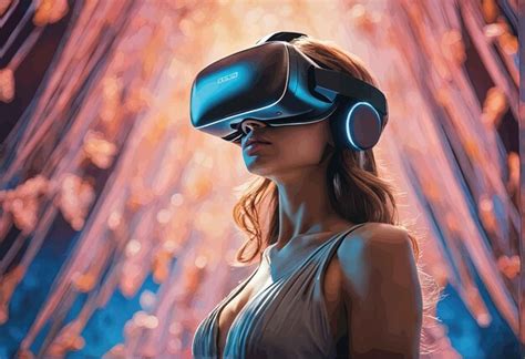 Premium Vector Virtual Vr Game Woman In Vr Headsetvirtual Vr Game