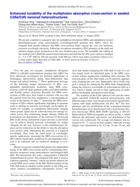 Pdf Enhanced Tunability Of The Multiphoton Absorption Cross Section