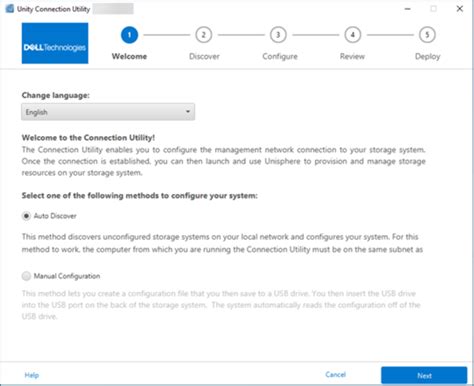 Using The Connection Utility To Set A Management Ip Dell Unity