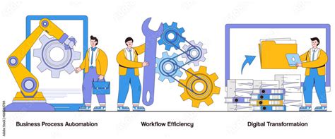 Business Process Automation Workflow Efficiency Digital Transformation Concept With Character
