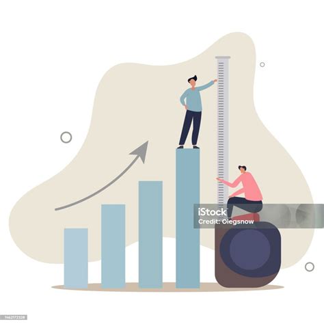 비즈니스 벤치 마크 측정 Kpi 성공 개선 또는 성장 개념을 평가하는 핵심 성과 지표측정 테이프를 사용하여 막대 그래프를 측정합니다플랫 벡터 그림 개발에 대한 스톡 벡터