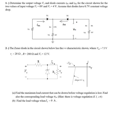 Solved 1 Determine The Output Voltage Vo And Diode
