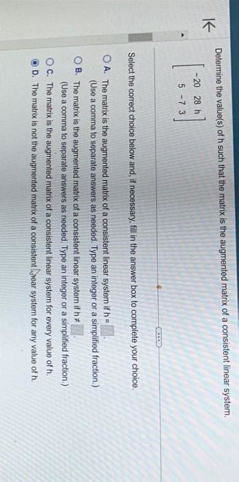 Solved Determine The Value S Of H Such That The Matrix Is Chegg Com