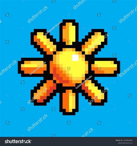 Sun Pixel Art Icon Yellow Pixelated Stock Vector Royalty Free Shutterstock