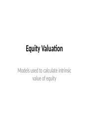 Equity Valuation Models Pptx Equity Valuation Models Used To Calculate Intrinsic Value Of