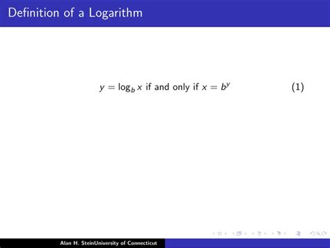 Ppt Definition Of A Logarithm Y Log B X If And Only If X B Y 1