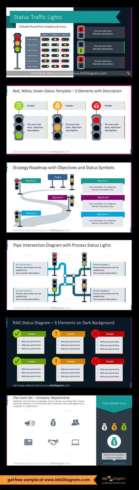 status traffic light rag table graphics ppt template traffic light math review flow chart