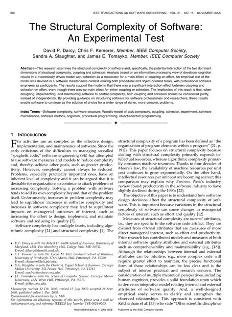 Pdf The Structural Complexity Of Software An Experimental Test