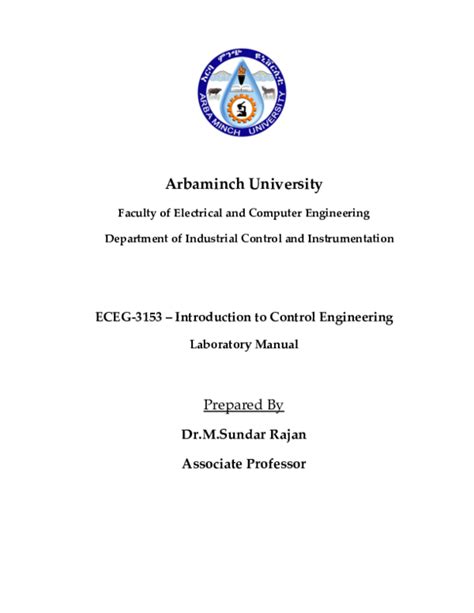Pdf Control Engineering Laboratory Manual