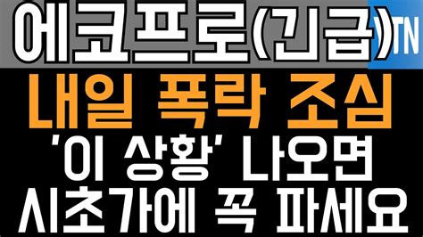 에코프로 주가전망 긴급 내일 폭락 조심 이 상황 나오면 시초가에 꼭 파세요 Youtube