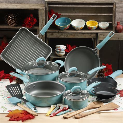 The Pioneer Woman Turquoise Cookware Set 30 Piece Brickseek