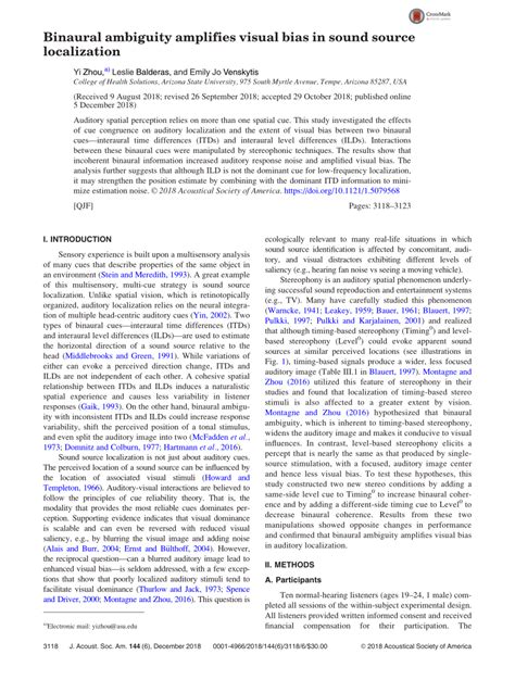 Pdf Binaural Ambiguity Amplifies Visual Bias In Sound Source Localization