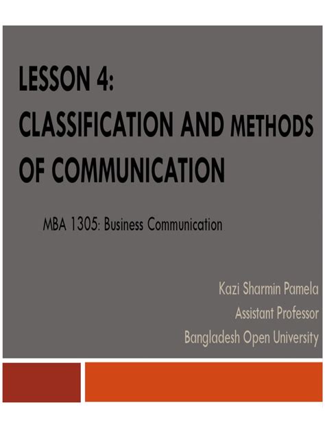 Lesson 4 Classification And Methods Of Communication Pdf Nonverbal