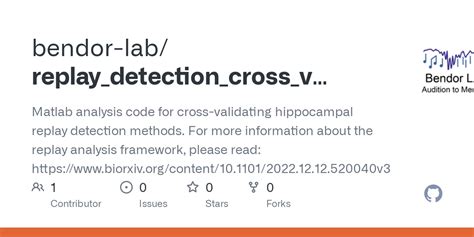 github bendor lab replay detection cross validation matlab analysis