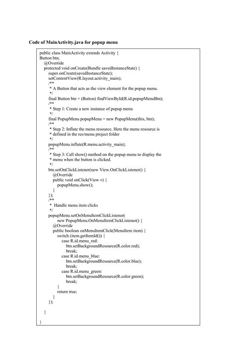 Android Menus In Android Chapter15 Docx Operating Systems Computer Software And Applications