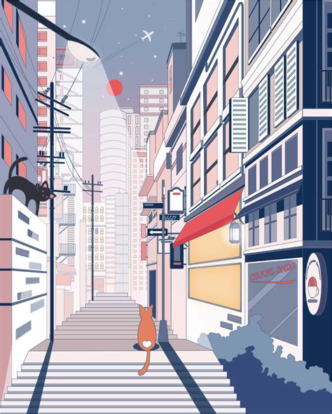 힙한 컬러감의 도시 일러스트 일러스트·캐리커쳐 포트폴리오 크몽
