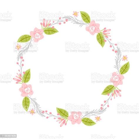 봄 꽃 허브 화 환 평면 추상 벡터 정원 프레임 여자 하루 로맨틱 한 휴가 결혼식 초대 카드 장식 요소 여름 꽃 그림 절연 흰색 배경 계절에 대한 스톡 벡터 아트 및 기타