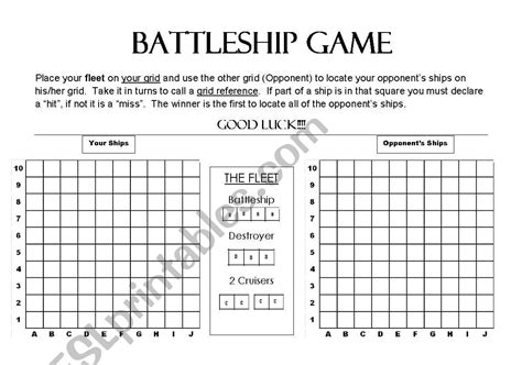 Battleship Game Esl Worksheet By Pamb