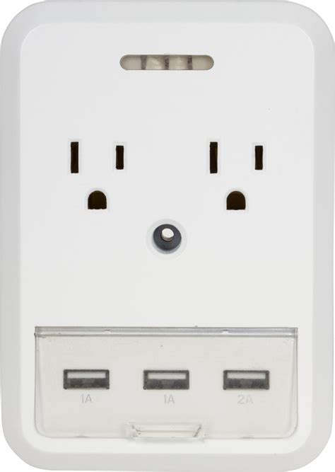 GetPower AC Wall Plate Adapter To 2 AC And 3 USB Ports Aries Manufacturing A Division Of