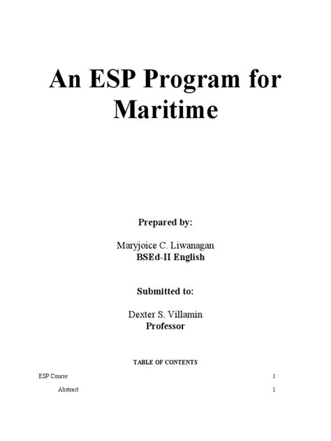 An Esp Program For Maritime Pdf Forensic Science Criminology