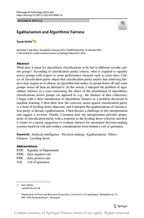 Egalitarianism And Algorithmic Fairness Request Pdf