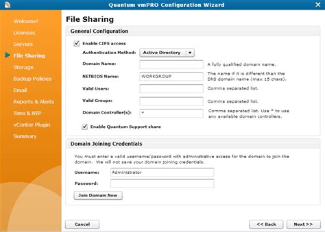 Configuring A Cifs Protocol For A Vmpro Appliance