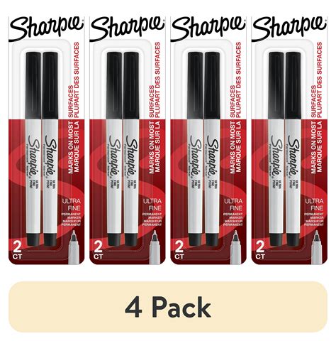 4 Pack Sharpie Permanent Marker Ultra Fine Point Black 2 Count