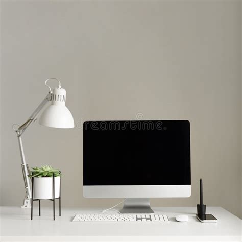 Keyboard Mouse Computer Display With Black Blank Screen Front View