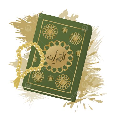 Green Vintage Quran With Tasbih Al Quran Prayer Beads Tadarus Png