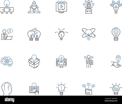 Ideation Inception Line Icons Collection Brainstorming Creativity Innovation Insight