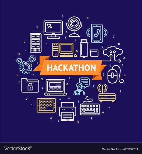 Hackathon Signs Round Design Template Thin Line Vector Image Hackathon Signs Round Design Template Thin Line Vector Image